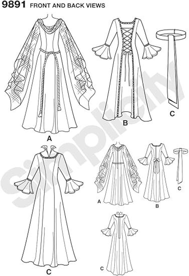Simplicity 9891 Costume Pattern Renaissance Medieval Dress Misses ...