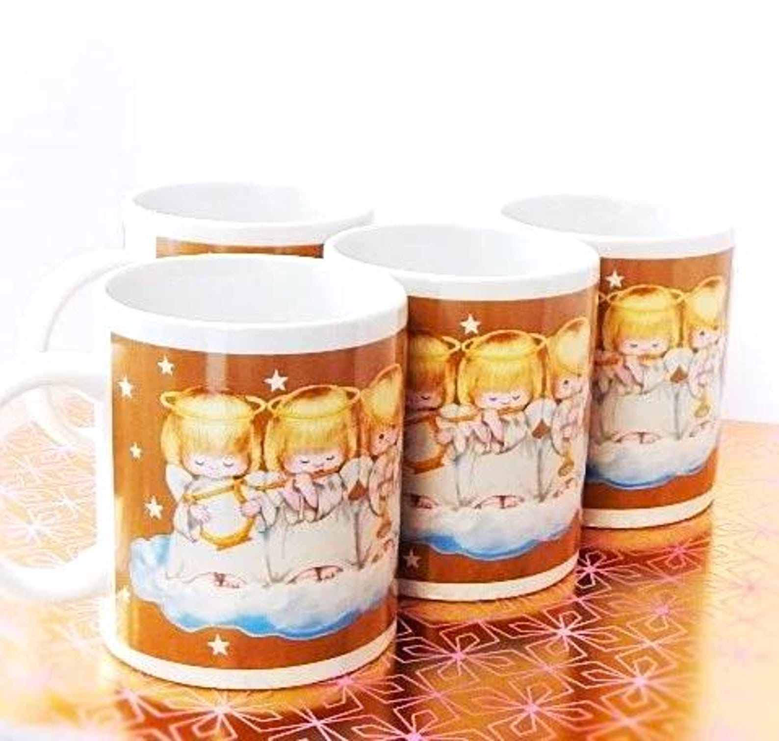 Vintage Hallmark - Set of 4 Angel Mugs - A Trio of Blonde Angels ...