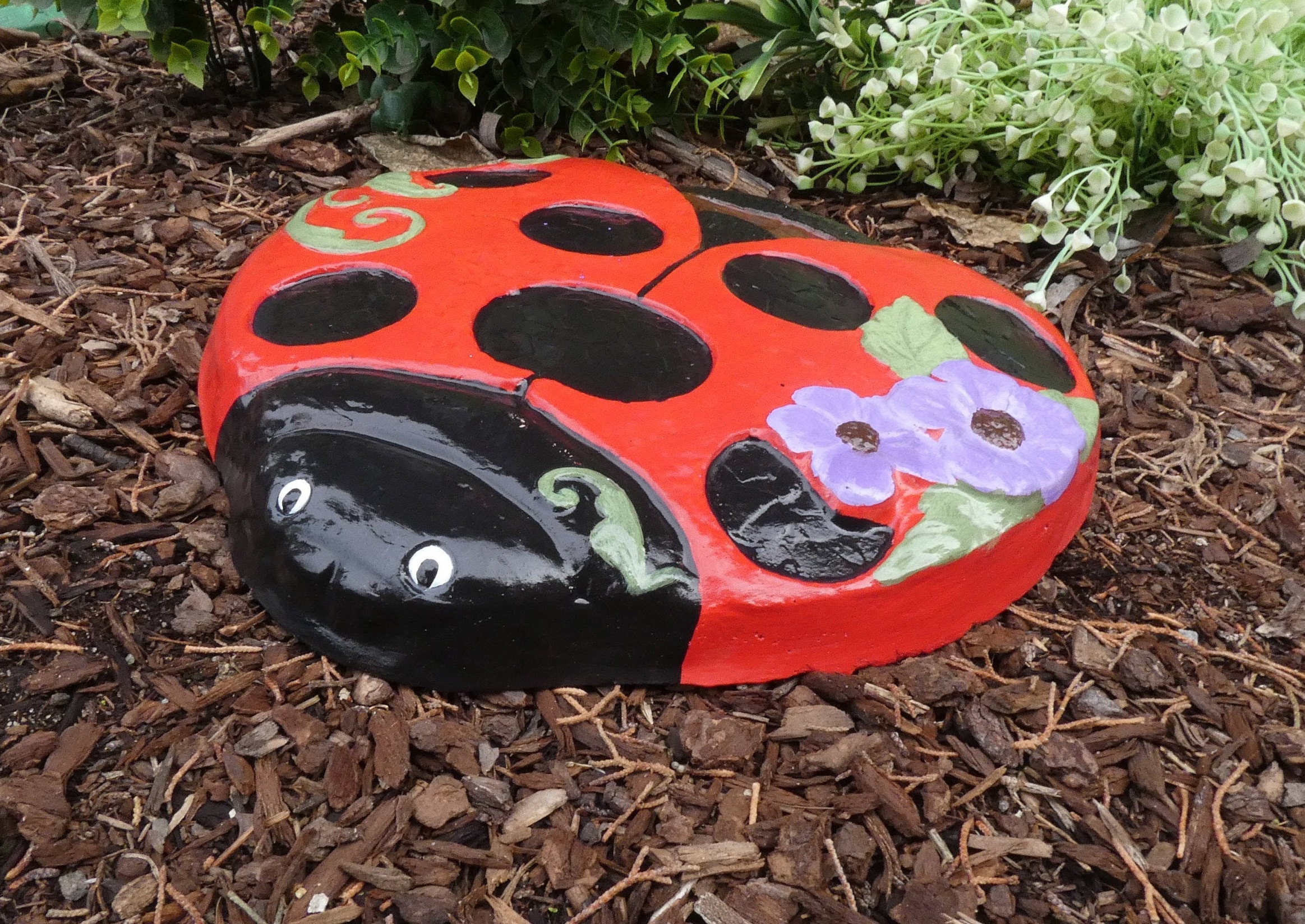 Ladybug garden decor Ladybug garden Garden stepping stone | Etsy