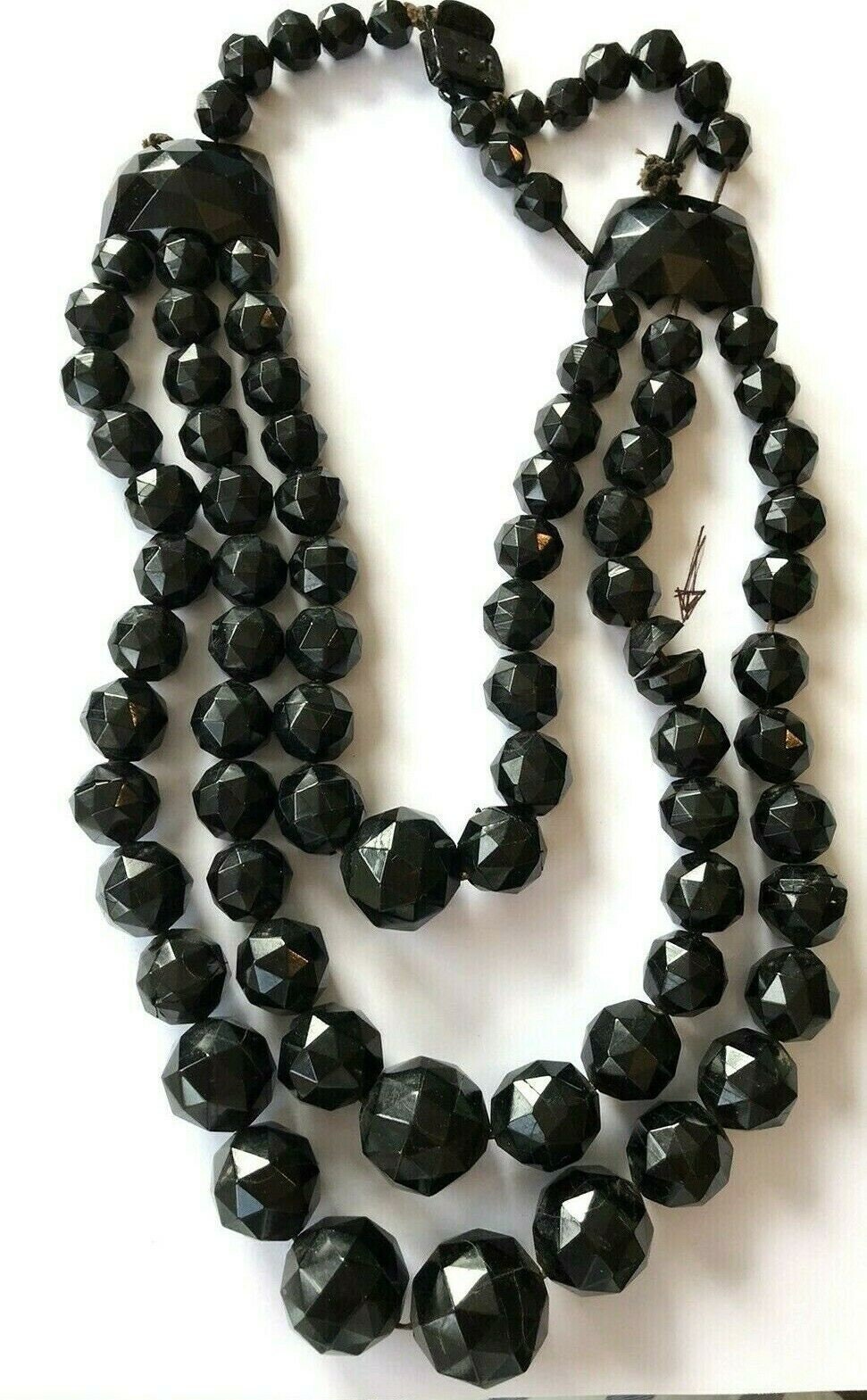 12 Faceted Top Antique Victorian Jet Black Dangles Beads 13mm Craft ...