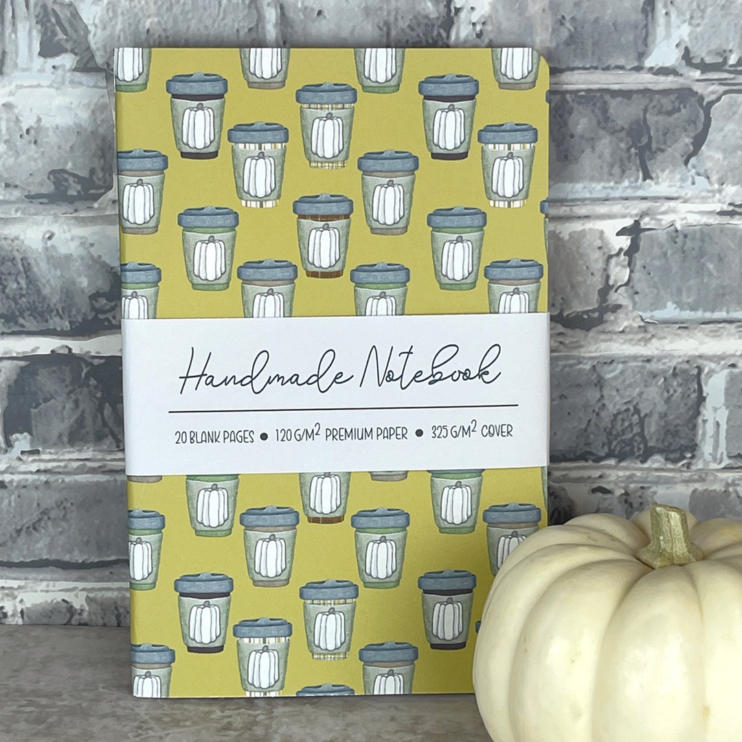Pumpkin Spice Vertical Pattern Handmade Saddle Bound Notebook - A5 Ish ...