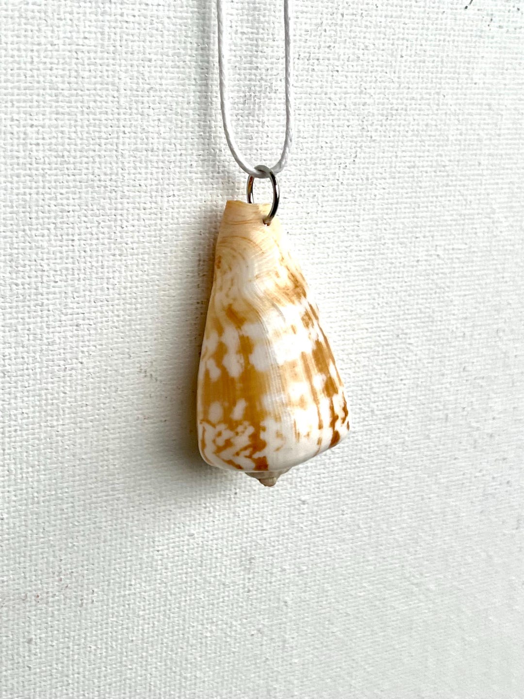 Alphabet Cone Shell Necklace, Authentic Seashell Pendant, Orange and ...