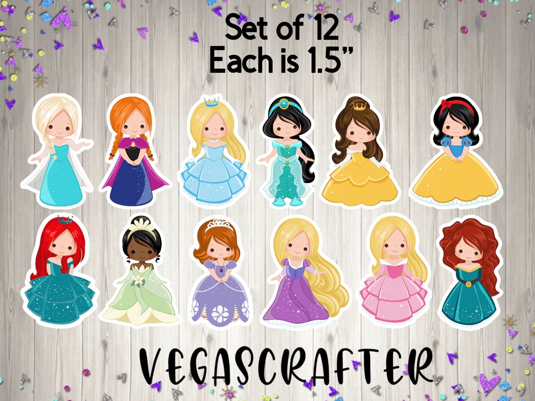 Princess Stickers - Set of 12 (princess Party, Planner Stickers ...