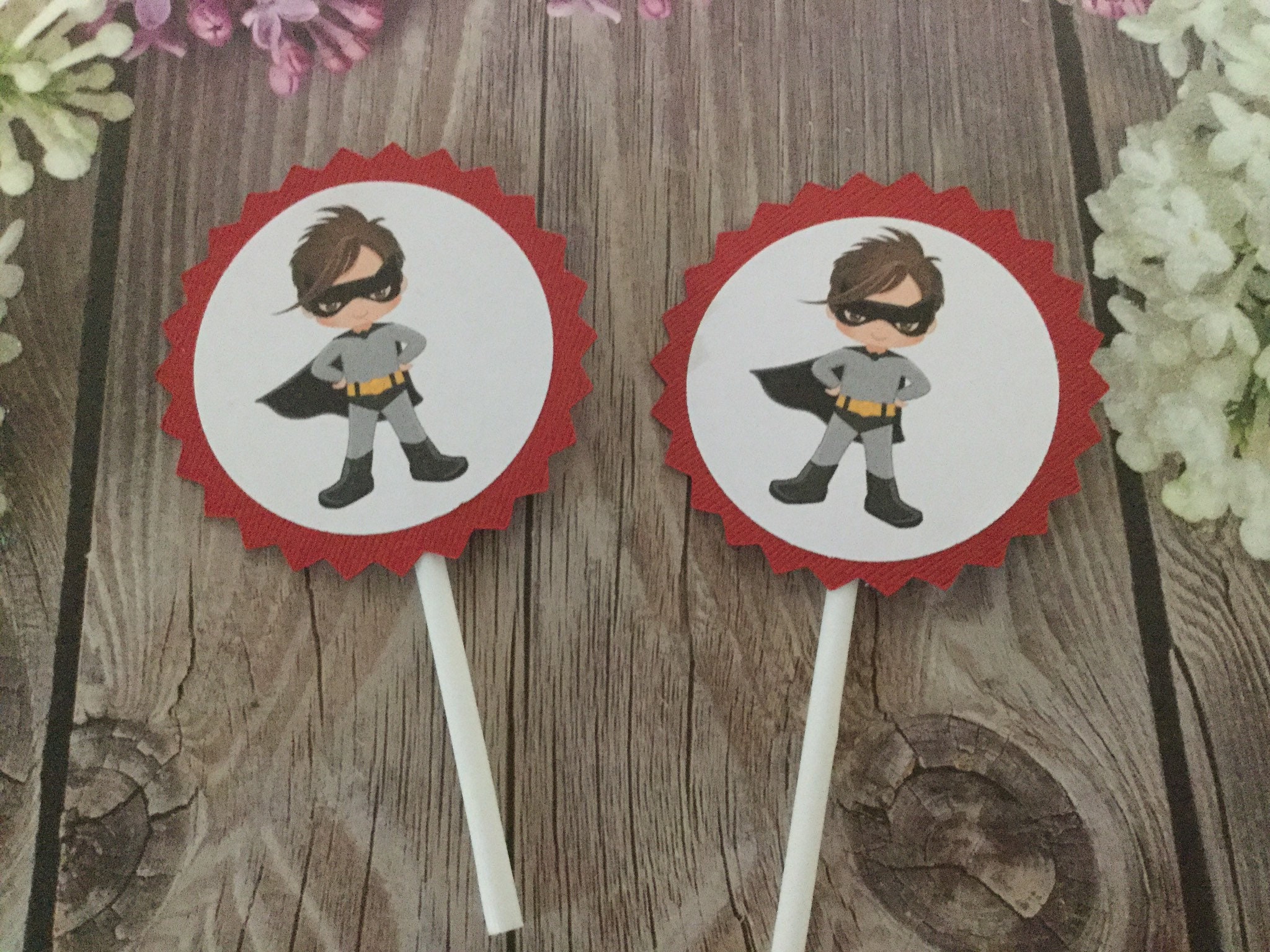 Superhero Cupcake Toppers Superhero Handmade Cupcake Toppers | Etsy