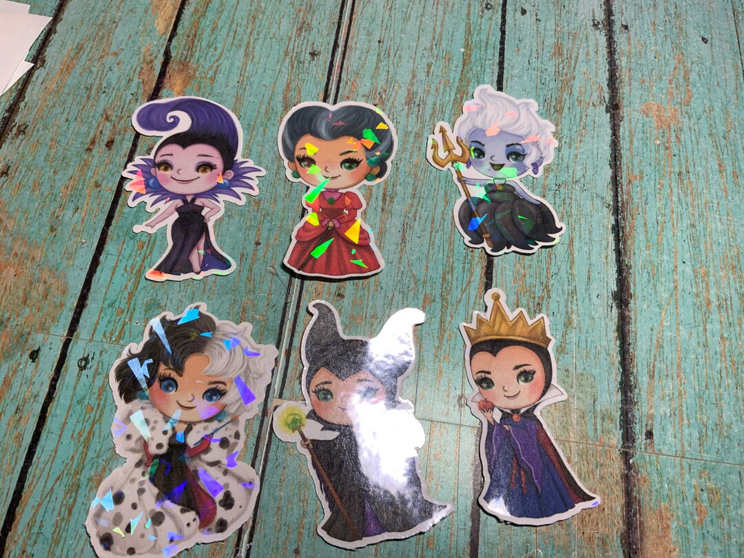 Set of 6 Holographic Stickers, Cruella Sticker, Yzma Sticker ...