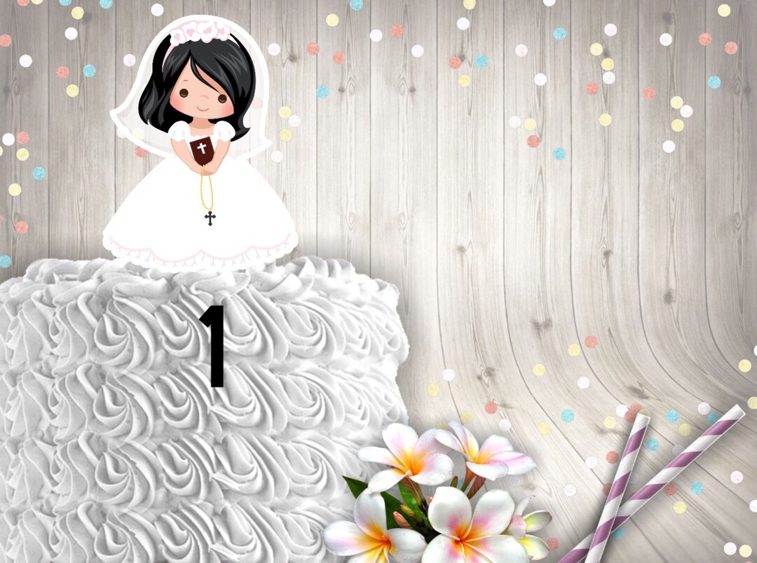 Bundle, First Communion Girl Cake Topper Set,first Communion 12 Cupcake ...