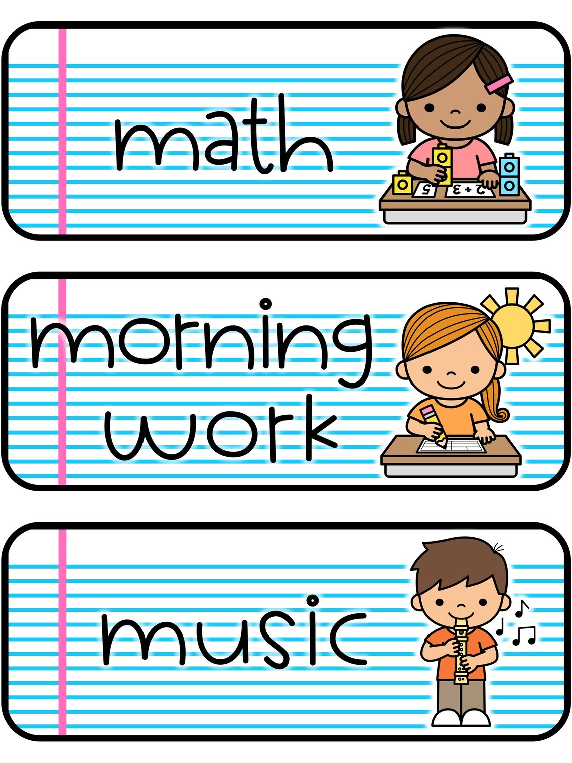 Class Schedule Cards With Pictures | Composition Notebook Classroom ...