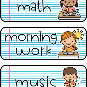 Class Schedule Cards With Pictures | Composition Notebook Classroom ...