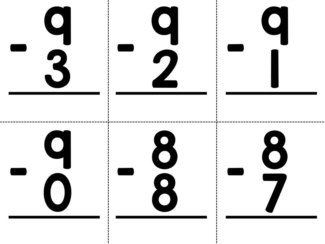 Subtraction Flash Cards | Printable Flashcards for Kids | Printable ...
