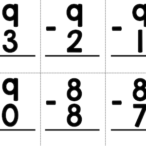Subtraction Flash Cards | Printable Flashcards for Kids | Printable ...