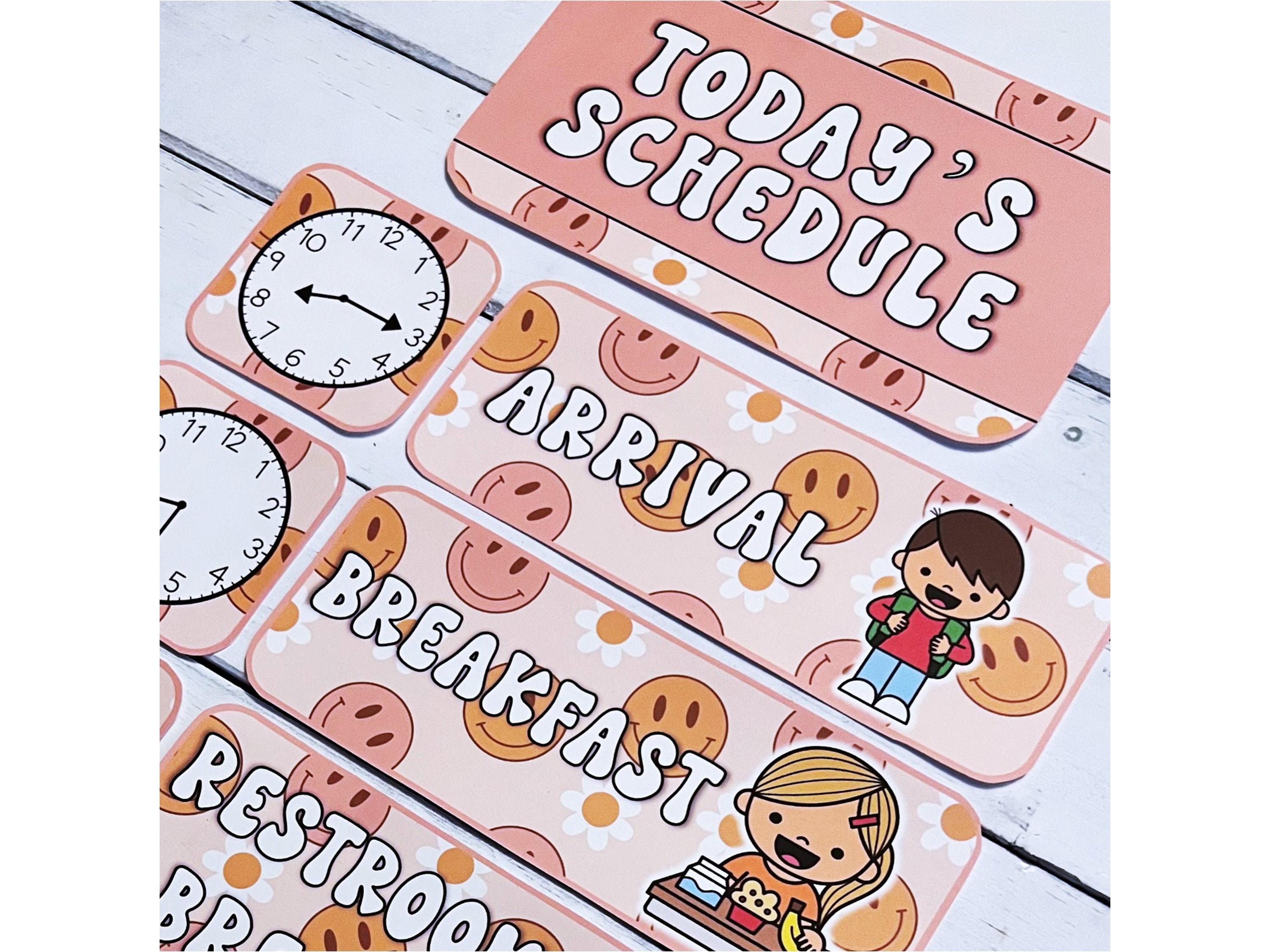 Groovy Retro Schedule Cards With Pictures | Groovy Retro Classroom ...
