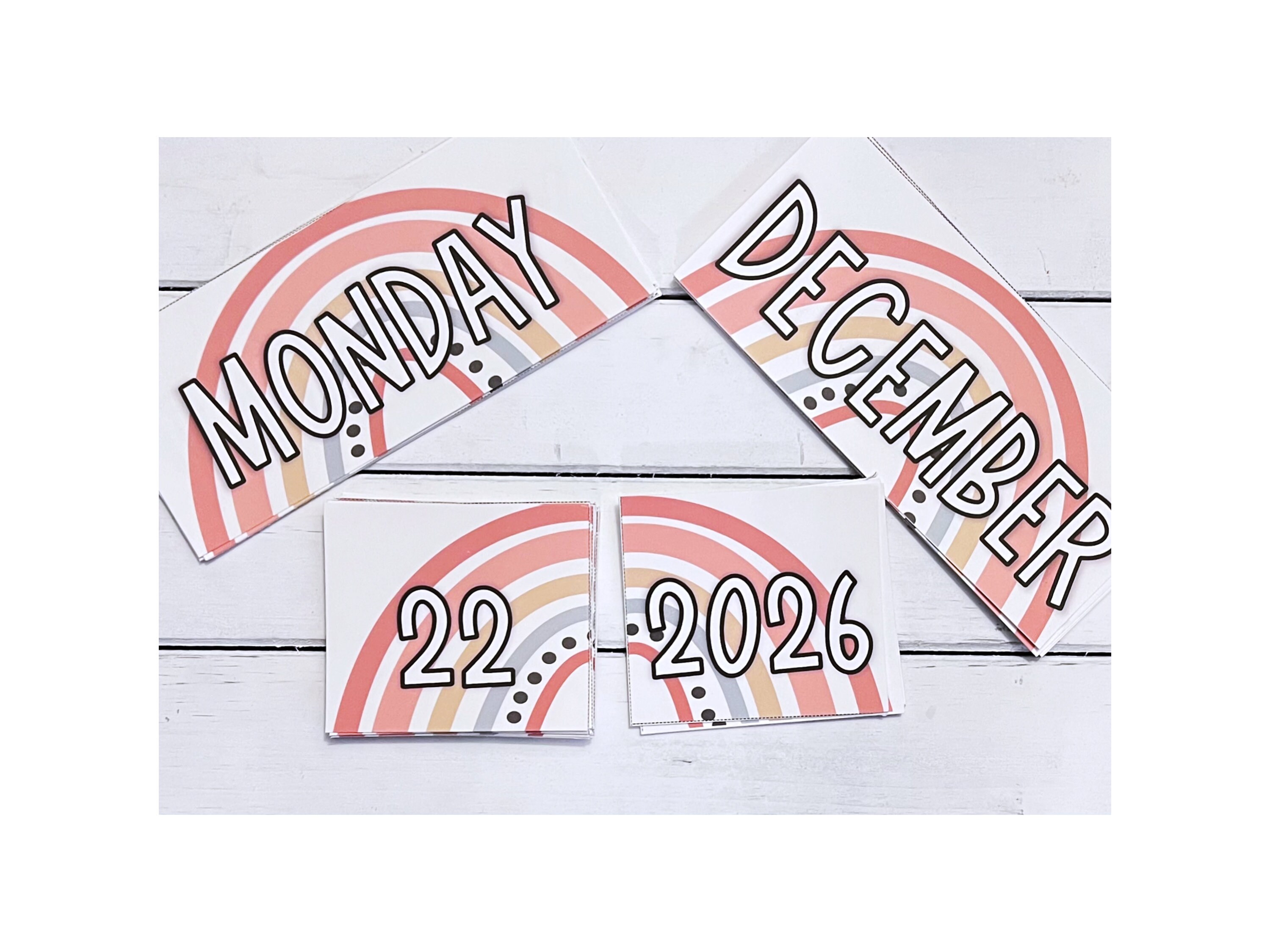 Boho Rainbow Flip Calendar | Boho Rainbow Calendar Set | Boho Rainbow ...