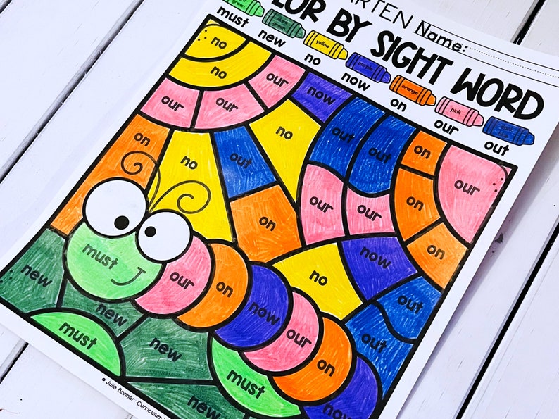 Sight Words Coloring Worksheets for Kindergarten or Prek 52 Sight Words ...
