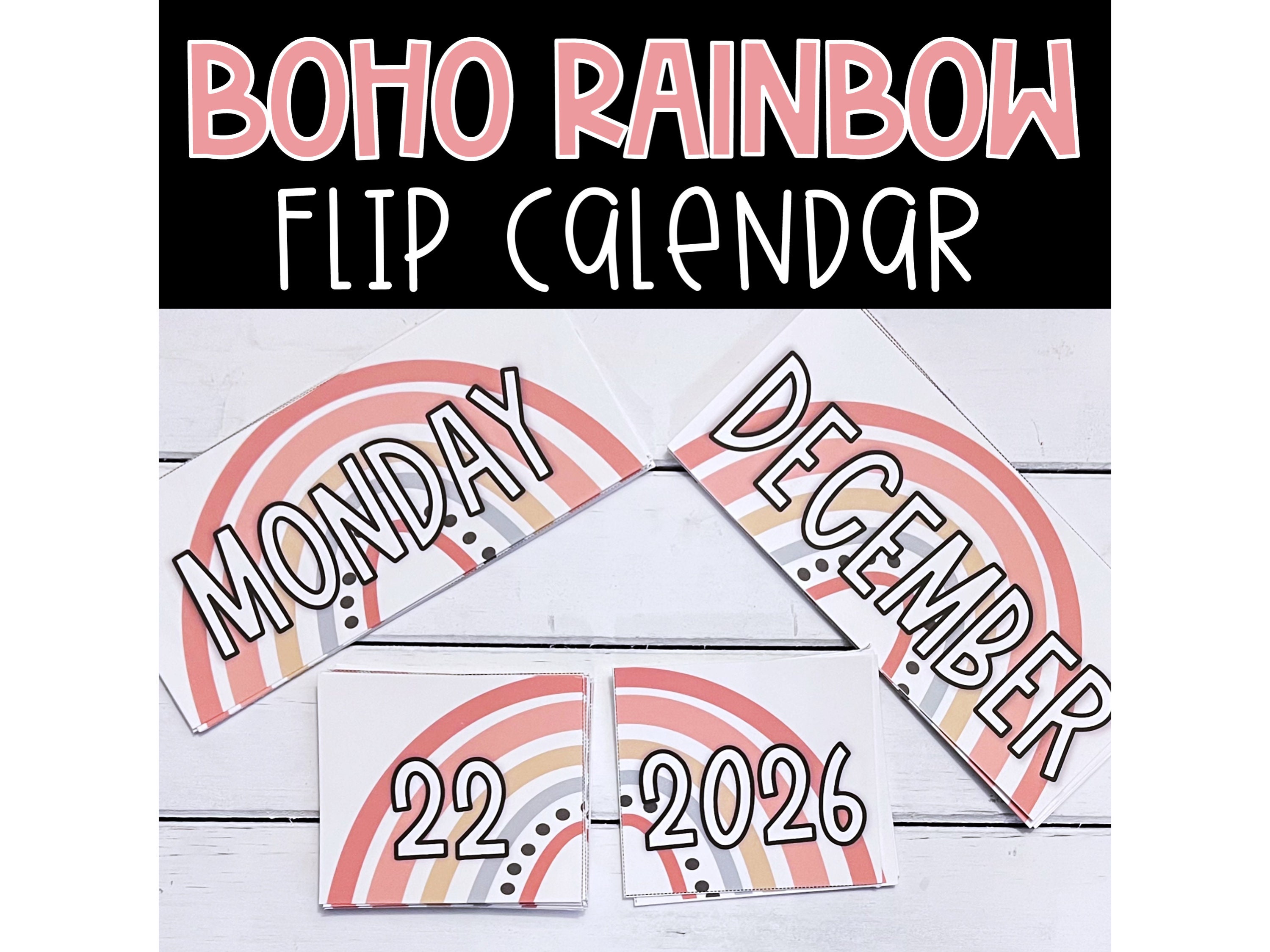 Classroom Flip Calendar | Boho Rainbow Flip Calendar | Classroom ...
