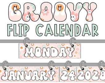 Groovy Flip Chart Calendar Set 3 DESIGNS Daily Flip Calendar Cards ...