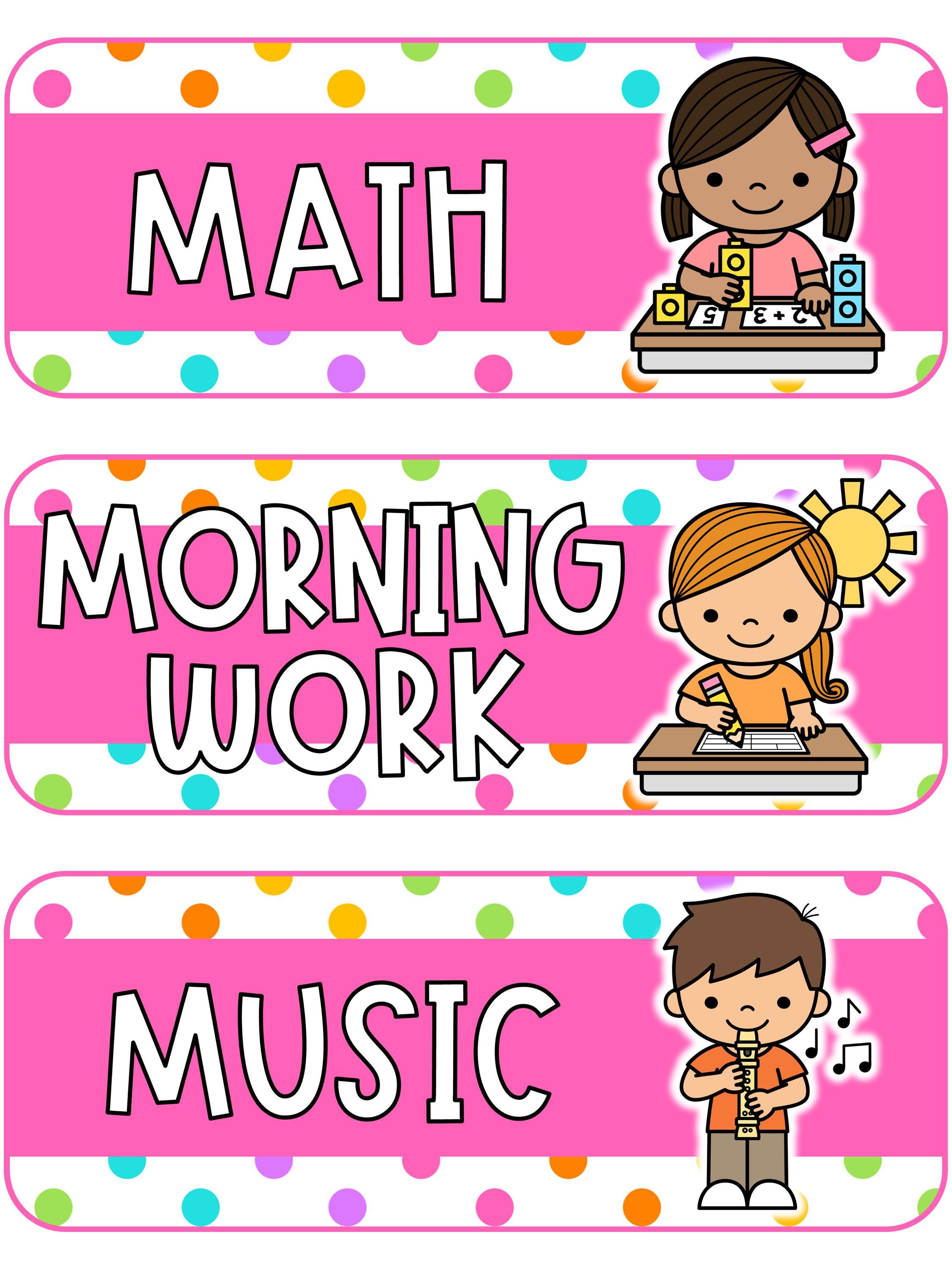 Class Schedule Cards With Pictures | Rainbow Dots Classroom Decor - Etsy