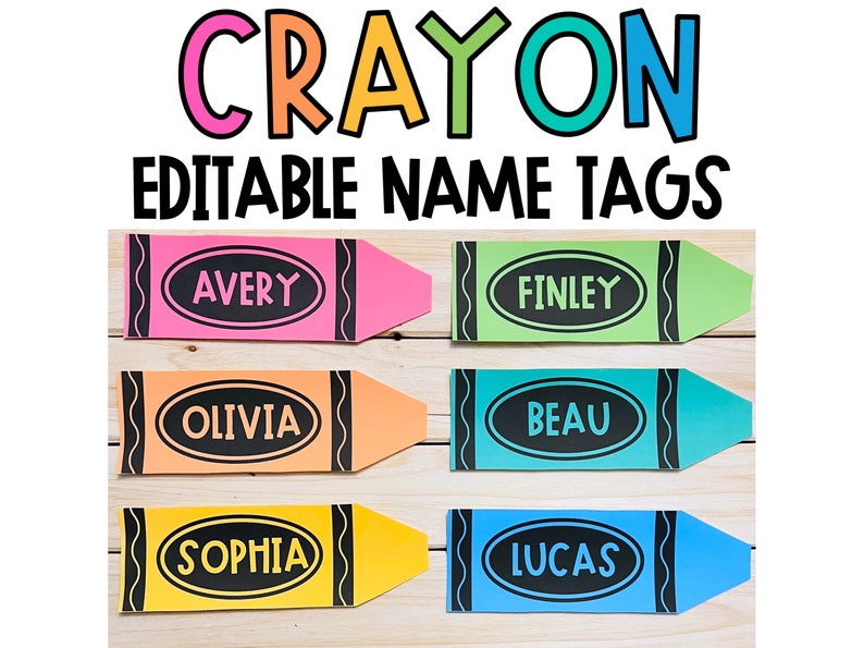 Crayon Name Tags | Crayon Desk Plate | Student Desk Plates | Printable ...