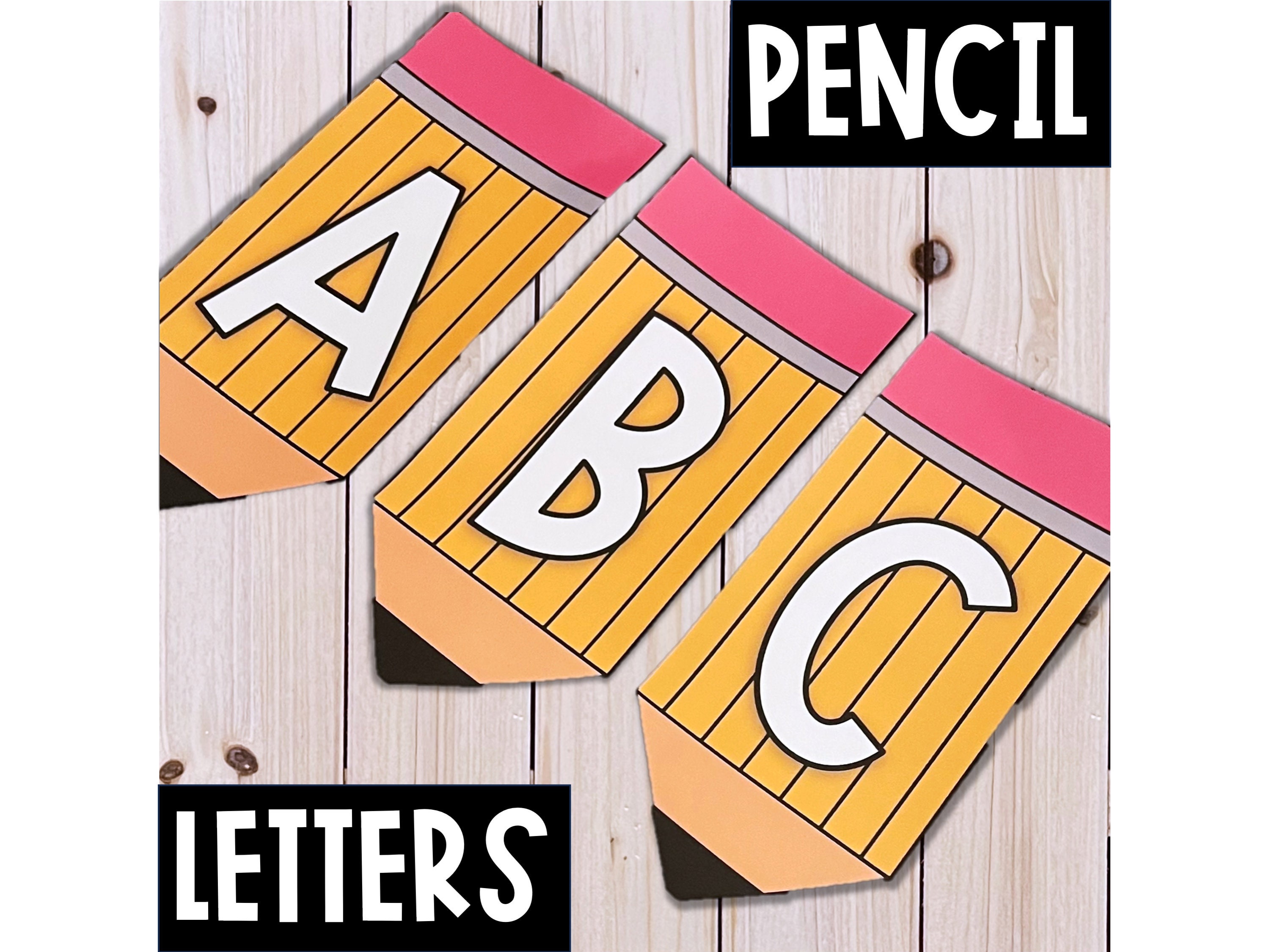 Pencil Bulletin Board Letters and Numbers | Pencil Classroom Sign ...