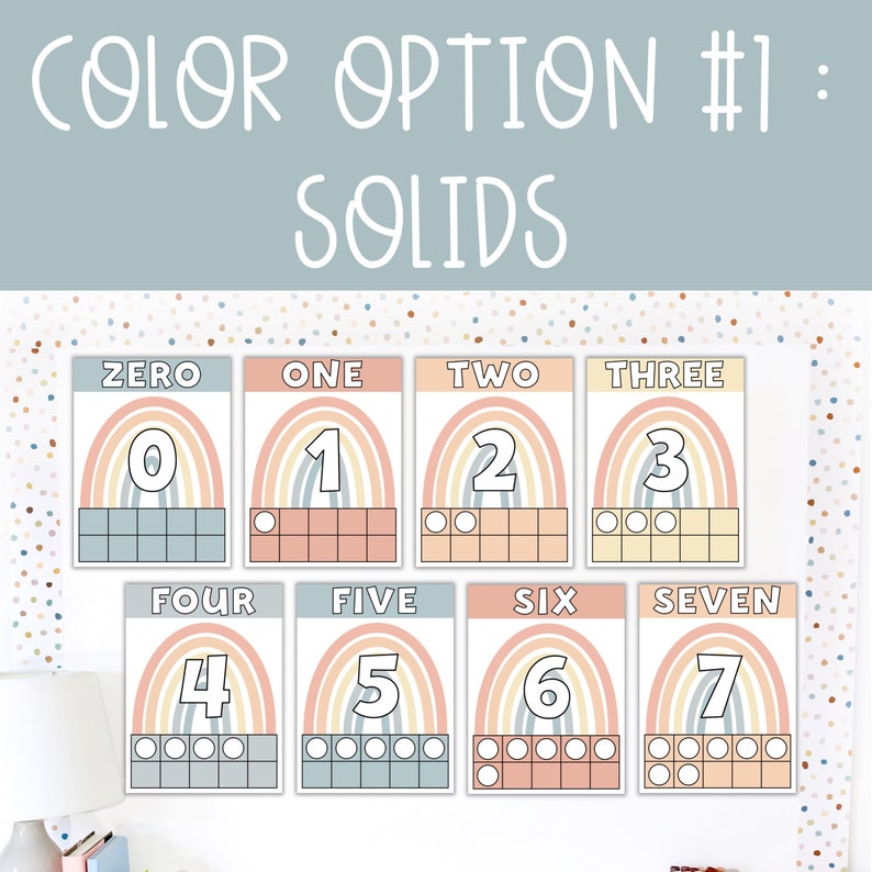 Number Posters With Ten Frames | Boho Rainbow Classroom Decor - Etsy