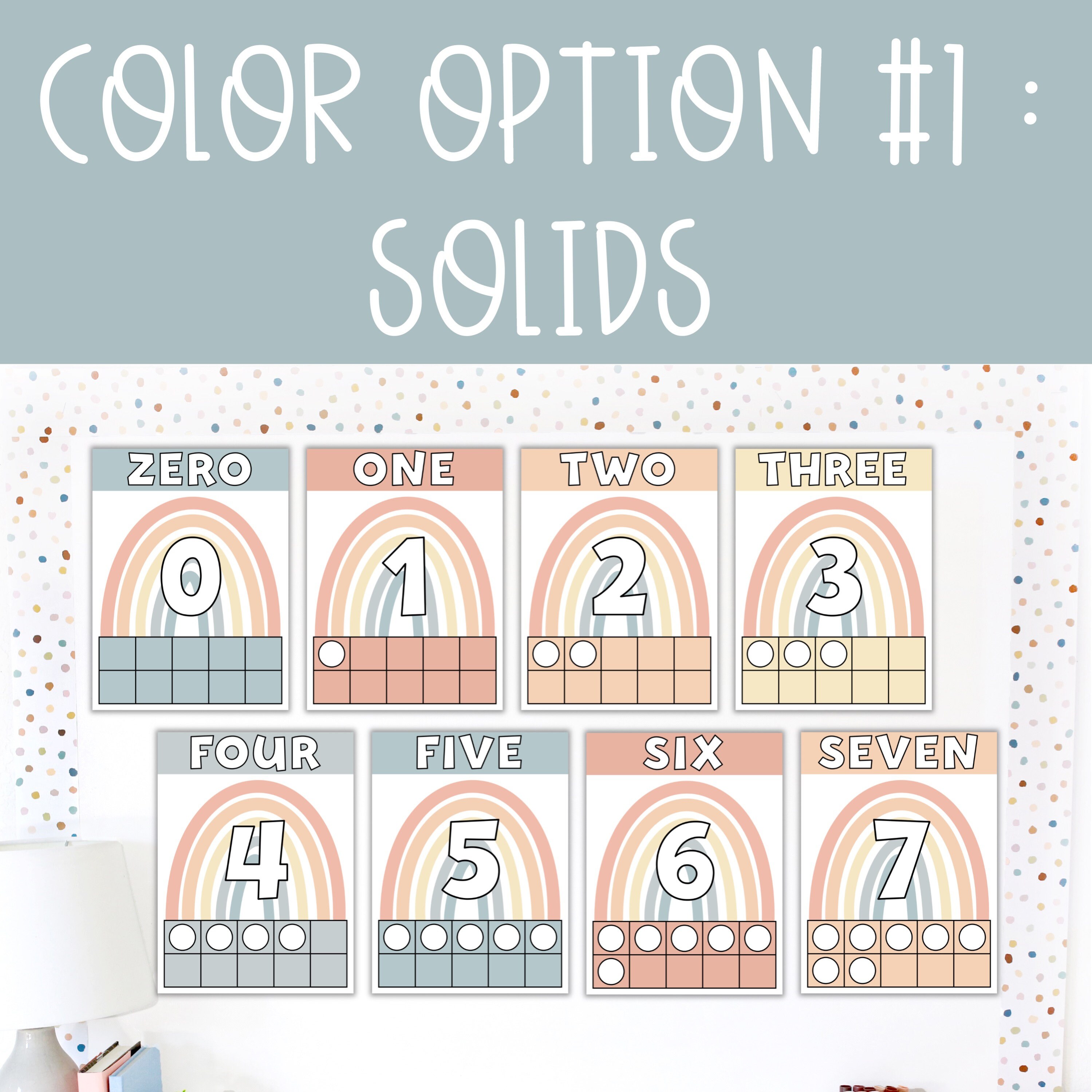 Number Posters With Ten Frames | Boho Rainbow Classroom Decor - Etsy