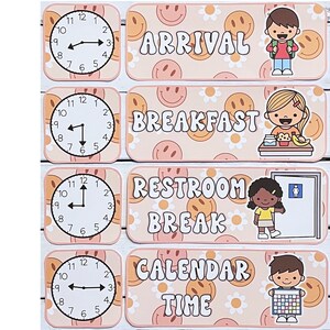 Groovy Retro Schedule Cards With Pictures | Groovy Retro Classroom ...