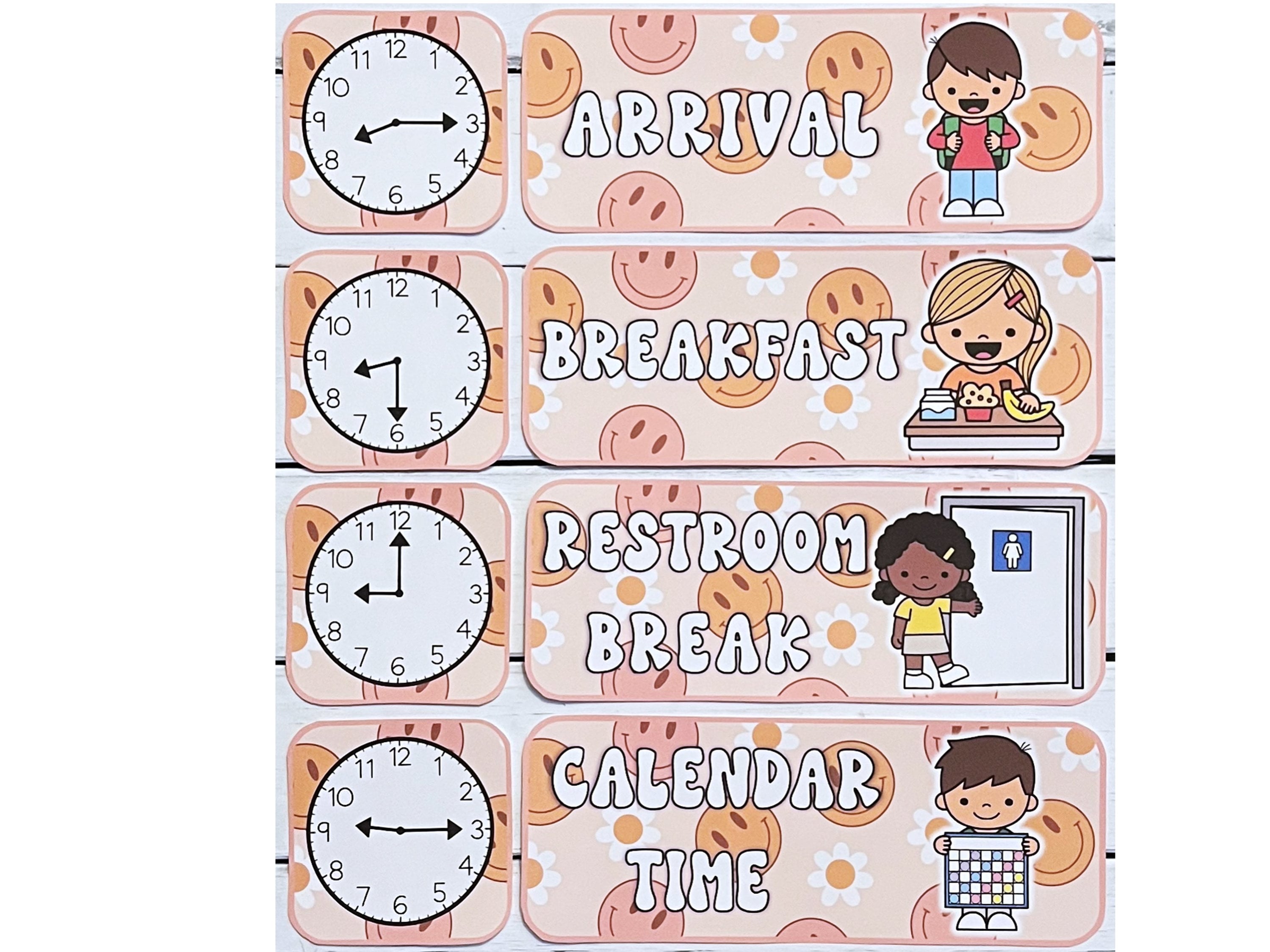 Groovy Retro Schedule Cards With Pictures | Groovy Retro Classroom ...