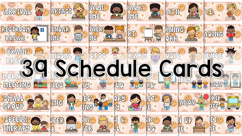 Groovy Retro Schedule Cards With Pictures | Groovy Retro Classroom ...