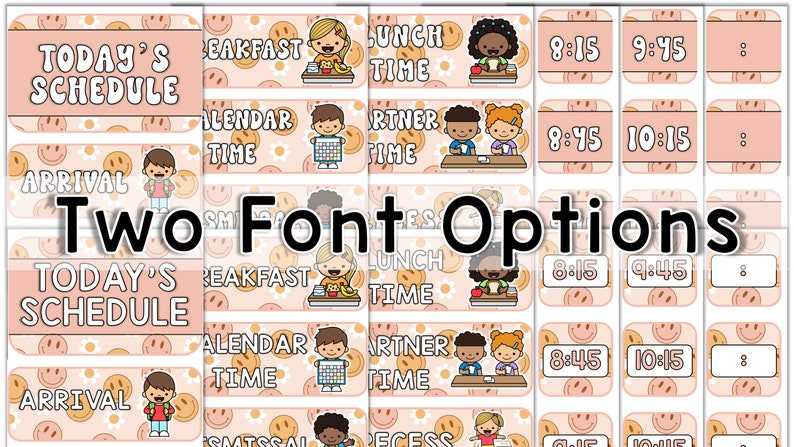 Groovy Retro Schedule Cards With Pictures | Groovy Retro Classroom ...