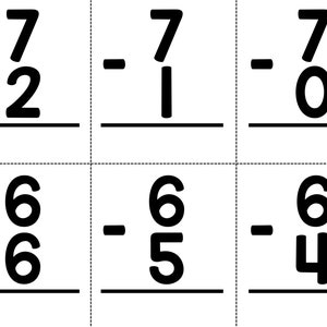 Subtraction Flash Cards | Printable Flashcards for Kids | Printable ...