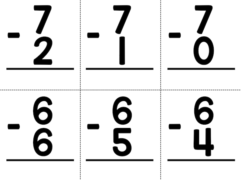 Subtraction Flash Cards | Printable Flashcards for Kids | Printable ...