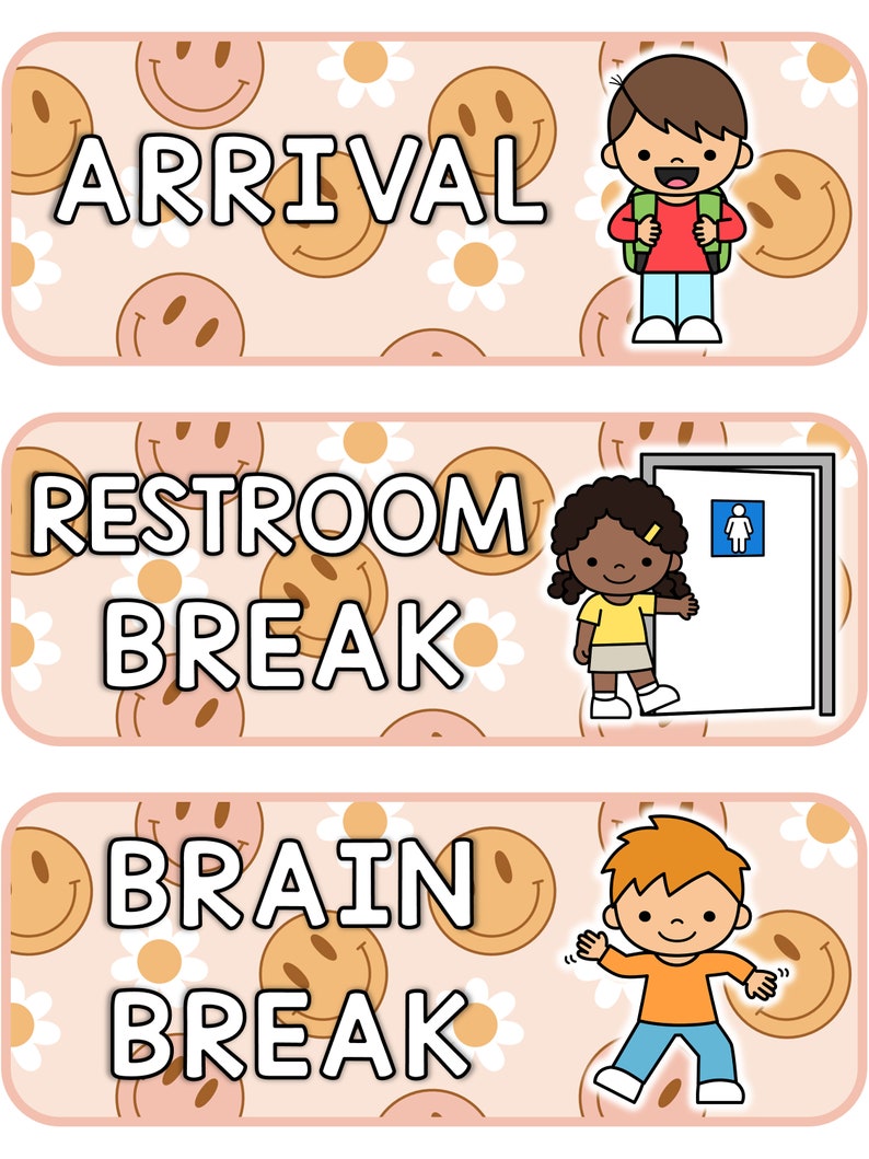 Groovy Retro Schedule Cards With Pictures Groovy Retro Classroom Decor ...