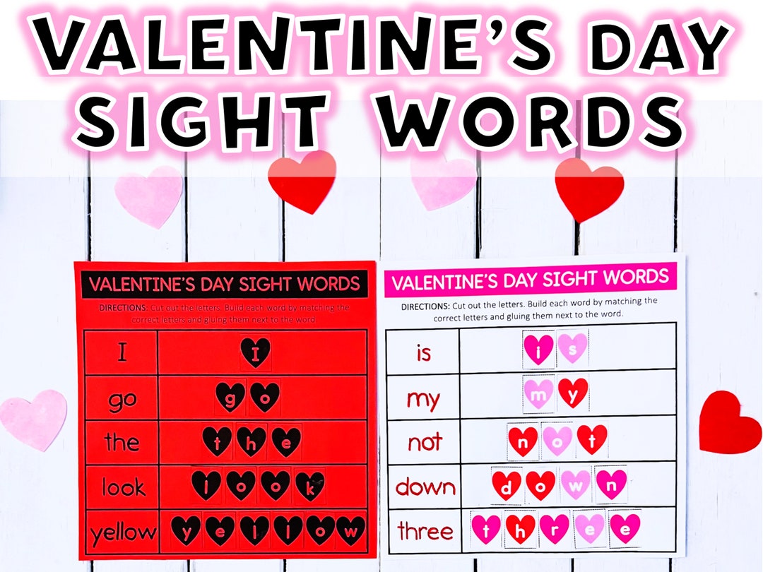 Valentines Day Sight Words Kindergarten Spelling Practice Printable ...