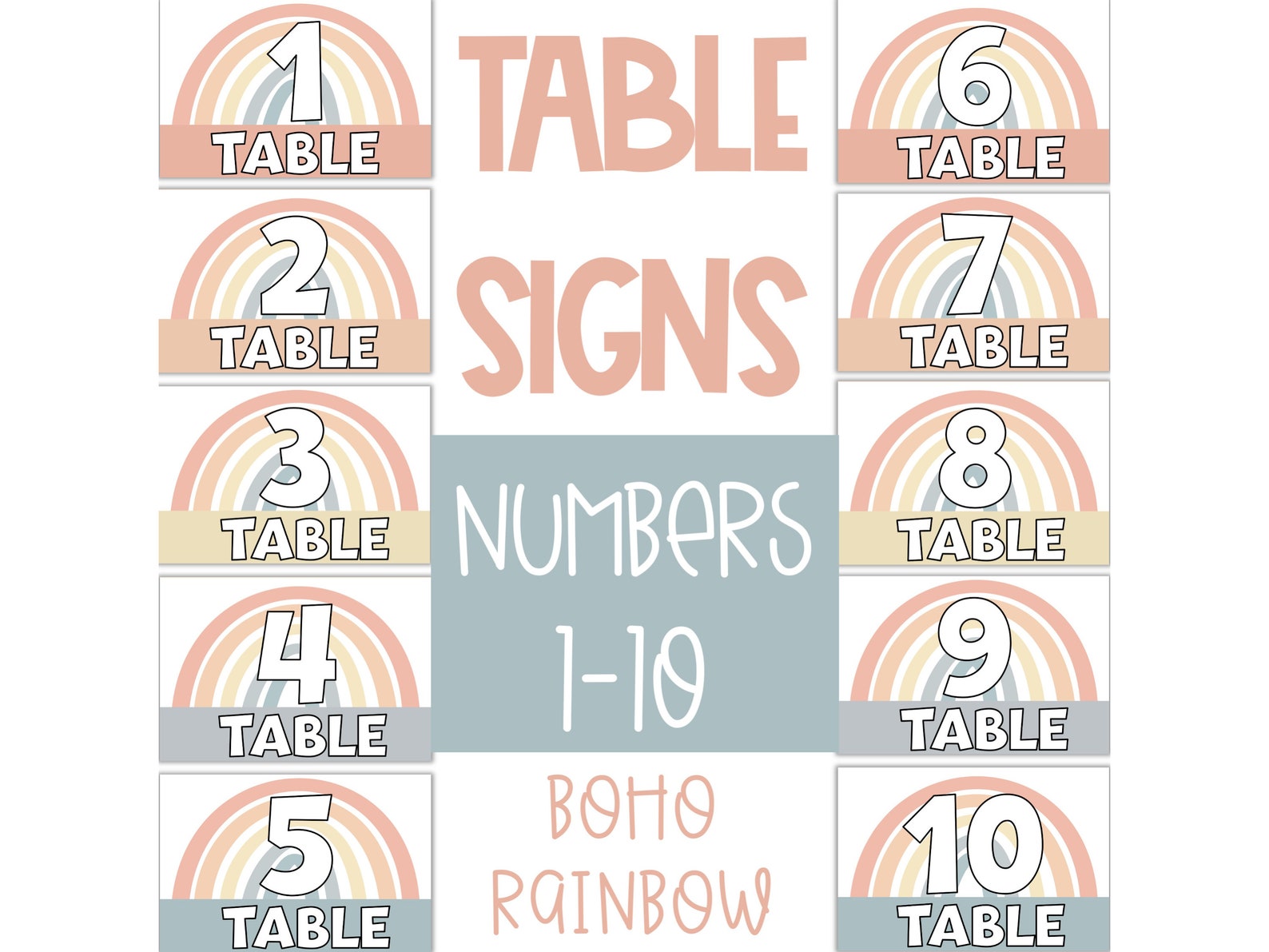 Classroom Table Number Signs | Boho Rainbow Classroom Decor - Etsy