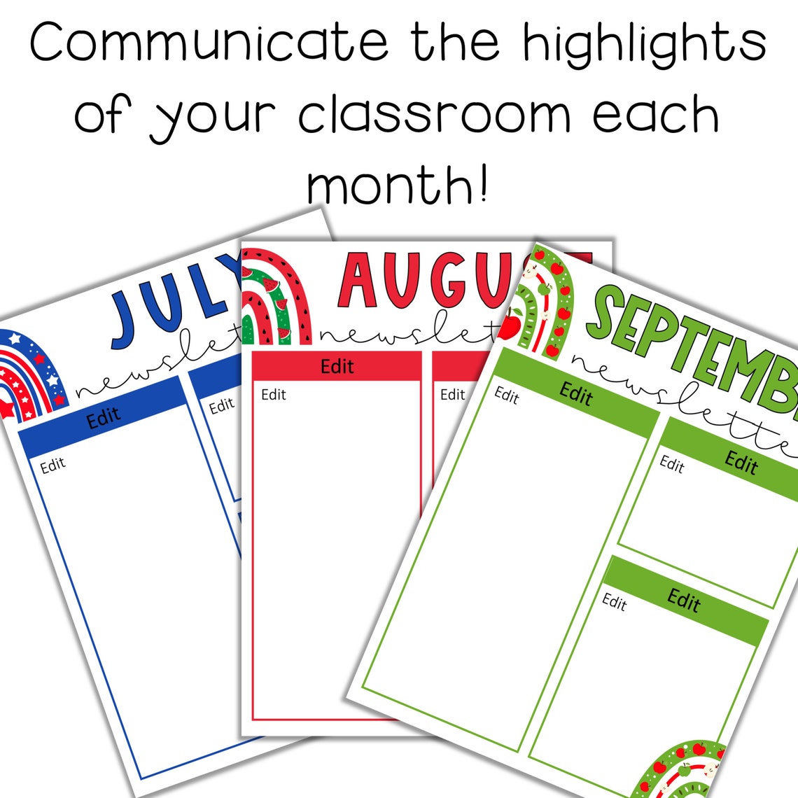 Monthly Classroom Newsletter Template | Editable Newsletter Template ...
