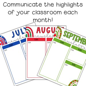 Monthly Classroom Newsletter Template | Editable Newsletter Template ...