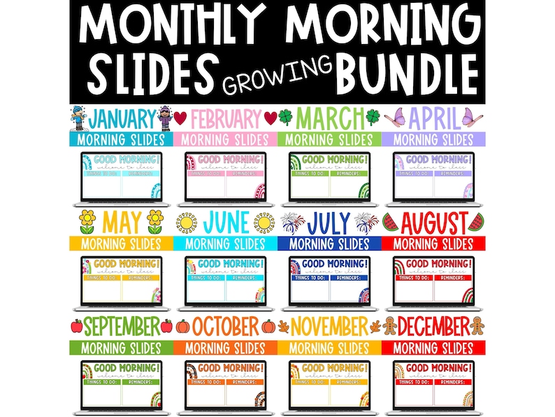 Monthly Good Morning Slides Full Year Bundle | August Good Morning ...