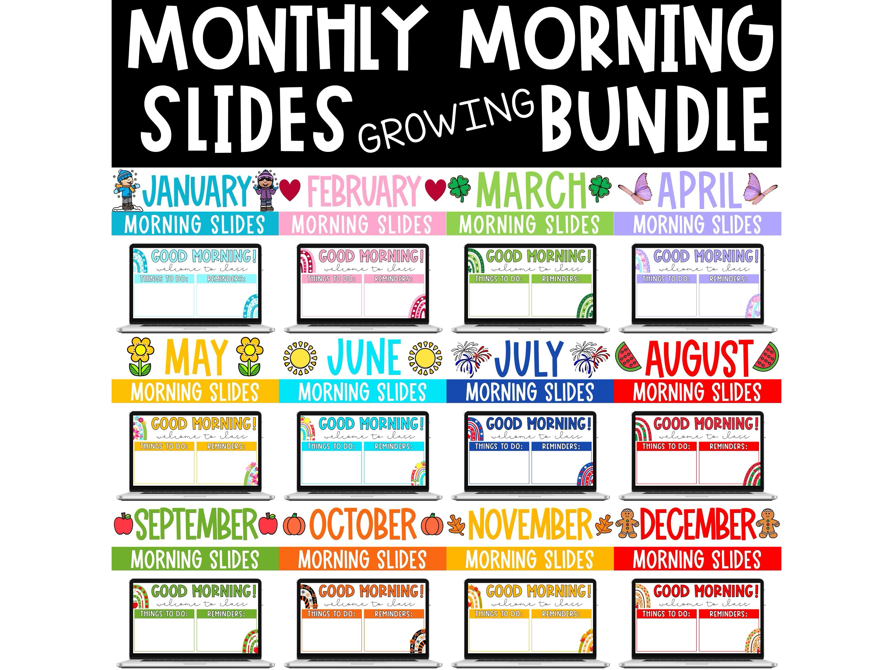 Monthly Good Morning Slides Full Year Bundle | August Good Morning ...