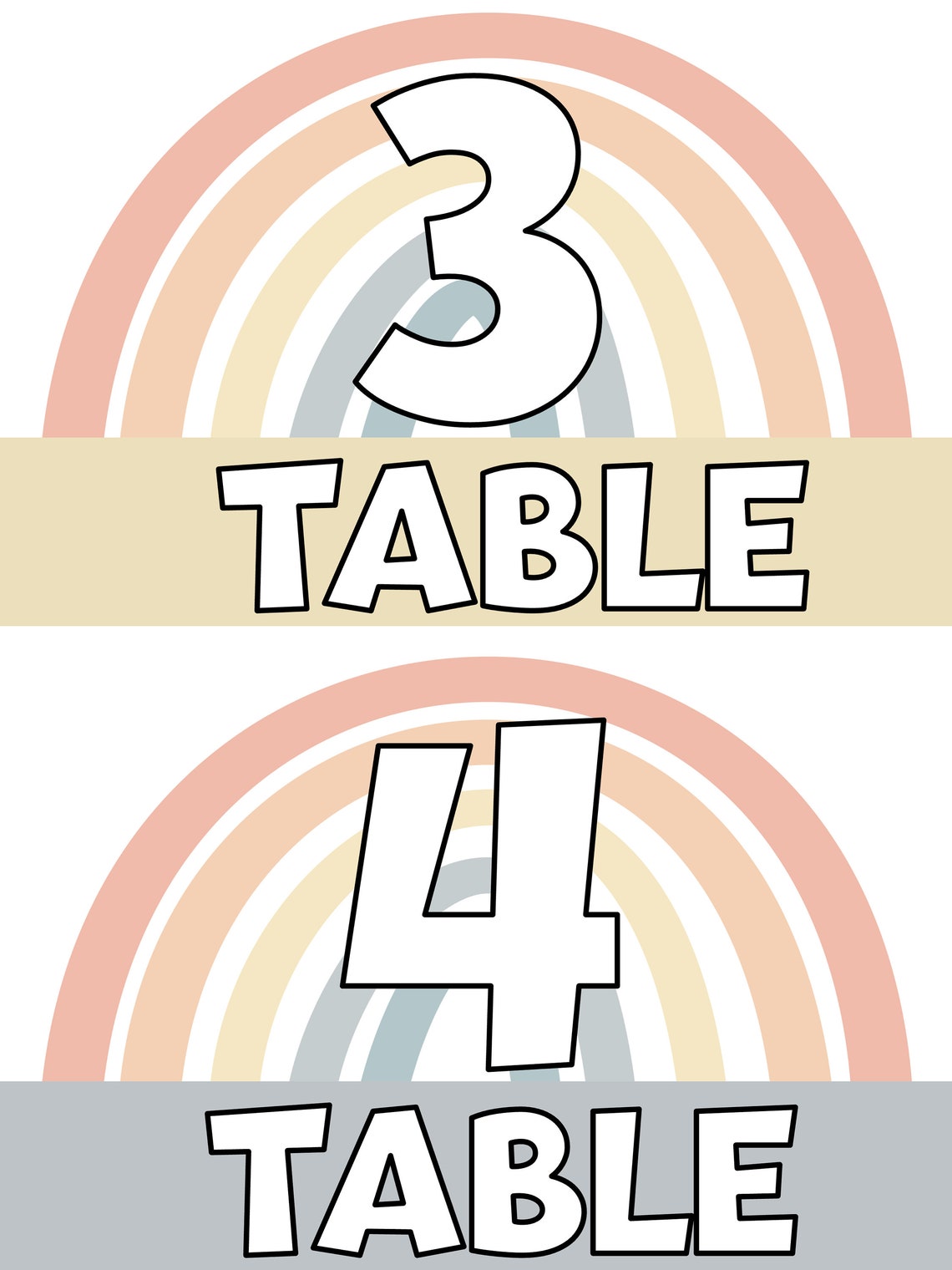 Classroom Table Number Signs | Boho Rainbow Classroom Decor - Etsy