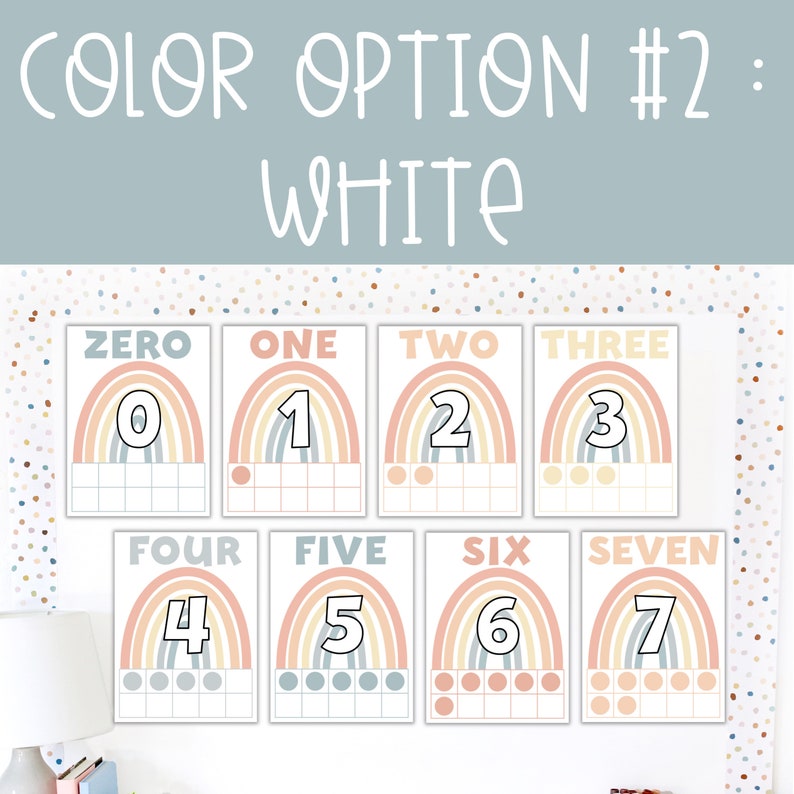 Number Posters With Ten Frames | Boho Rainbow Classroom Decor - Etsy