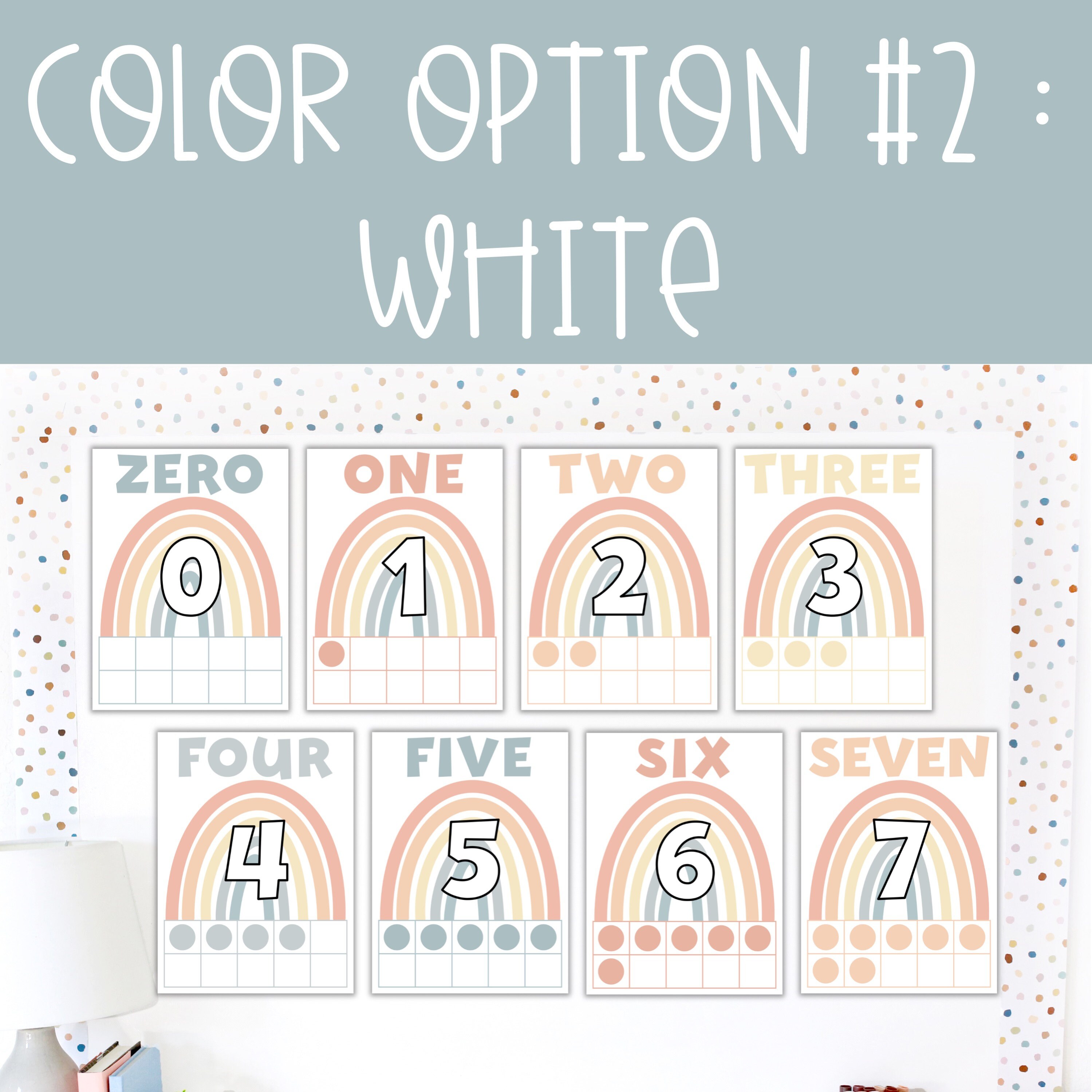 Number Posters With Ten Frames | Boho Rainbow Classroom Decor - Etsy