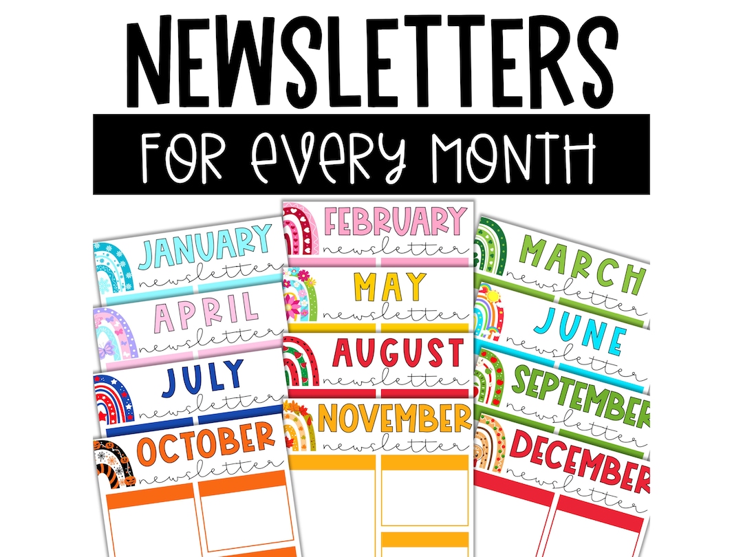 Monthly Classroom Newsletter Template | Editable Newsletter Template ...