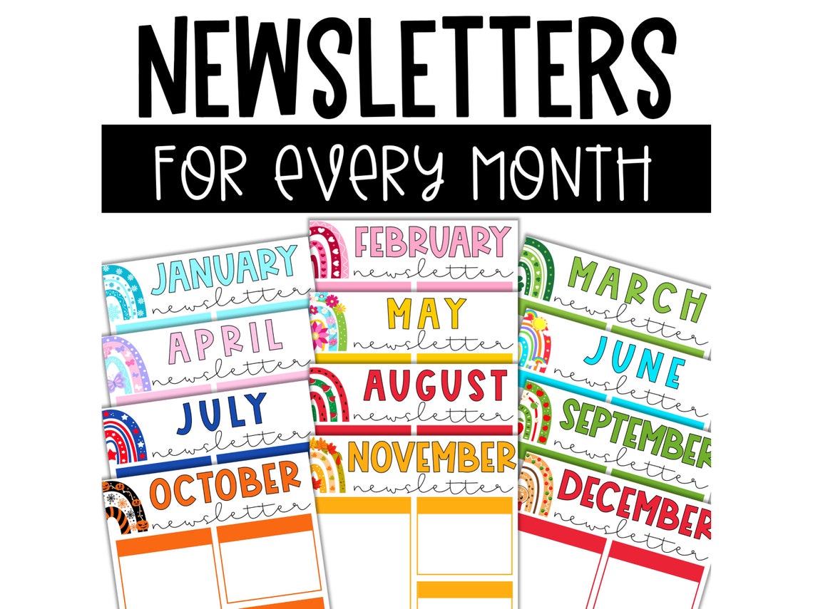 Monthly Classroom Newsletter Template | Editable Newsletter Template ...