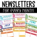 Monthly Classroom Newsletter Template | Editable Newsletter Template ...