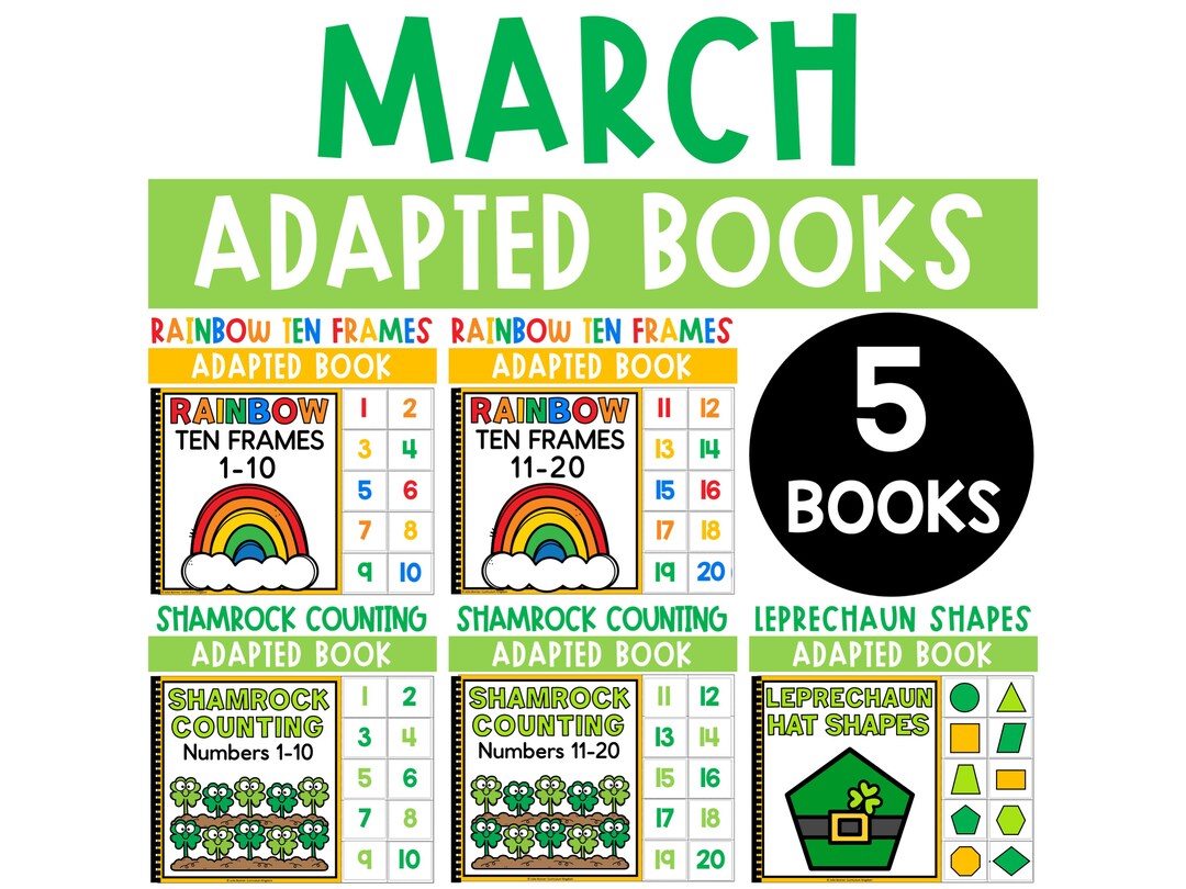 March Adapted Books Math Bundle St Patricks Day Shapes Number Sense ...