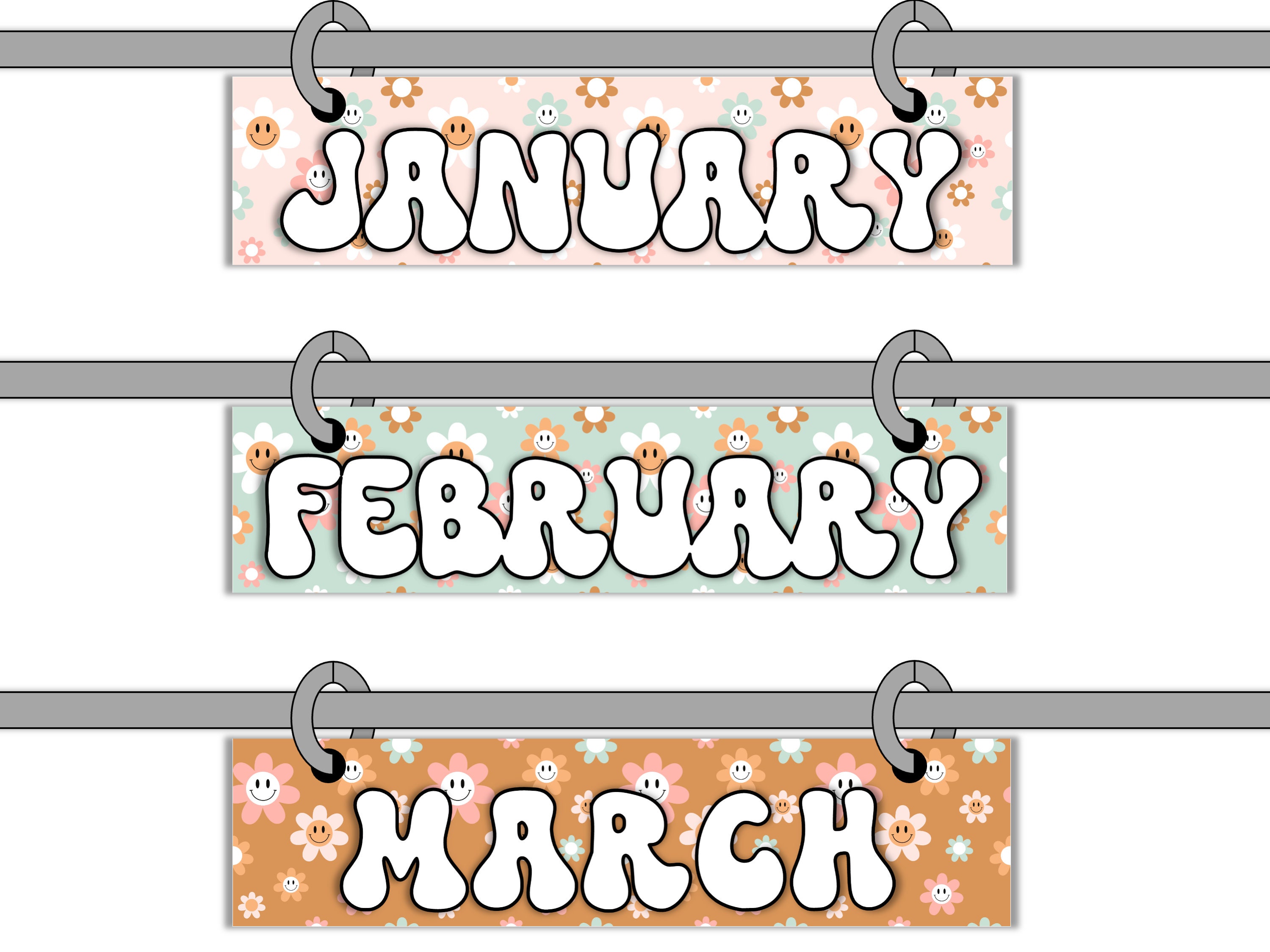 Groovy Flip Calendar | Retro Classroom Decor - Etsy