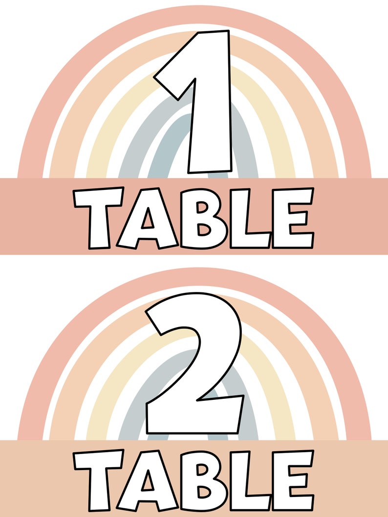 Classroom Table Number Signs | Boho Rainbow Classroom Decor - Etsy