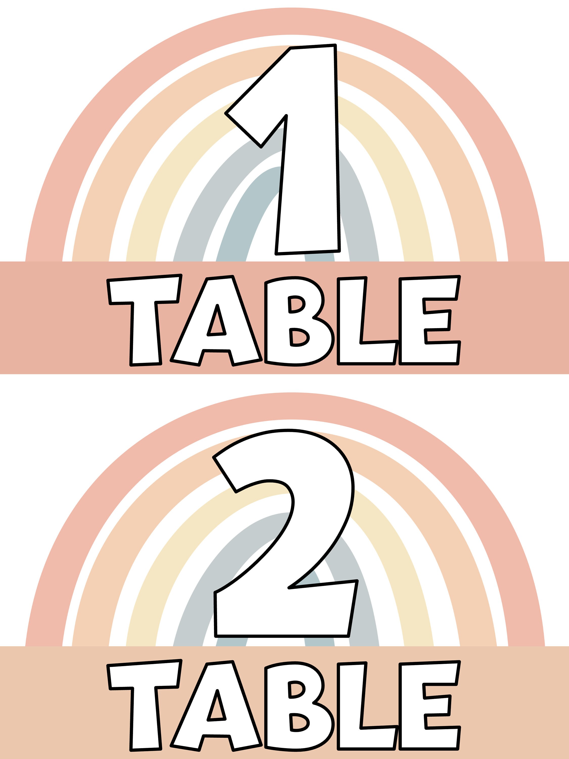 Classroom Table Number Signs | Boho Rainbow Classroom Decor - Etsy