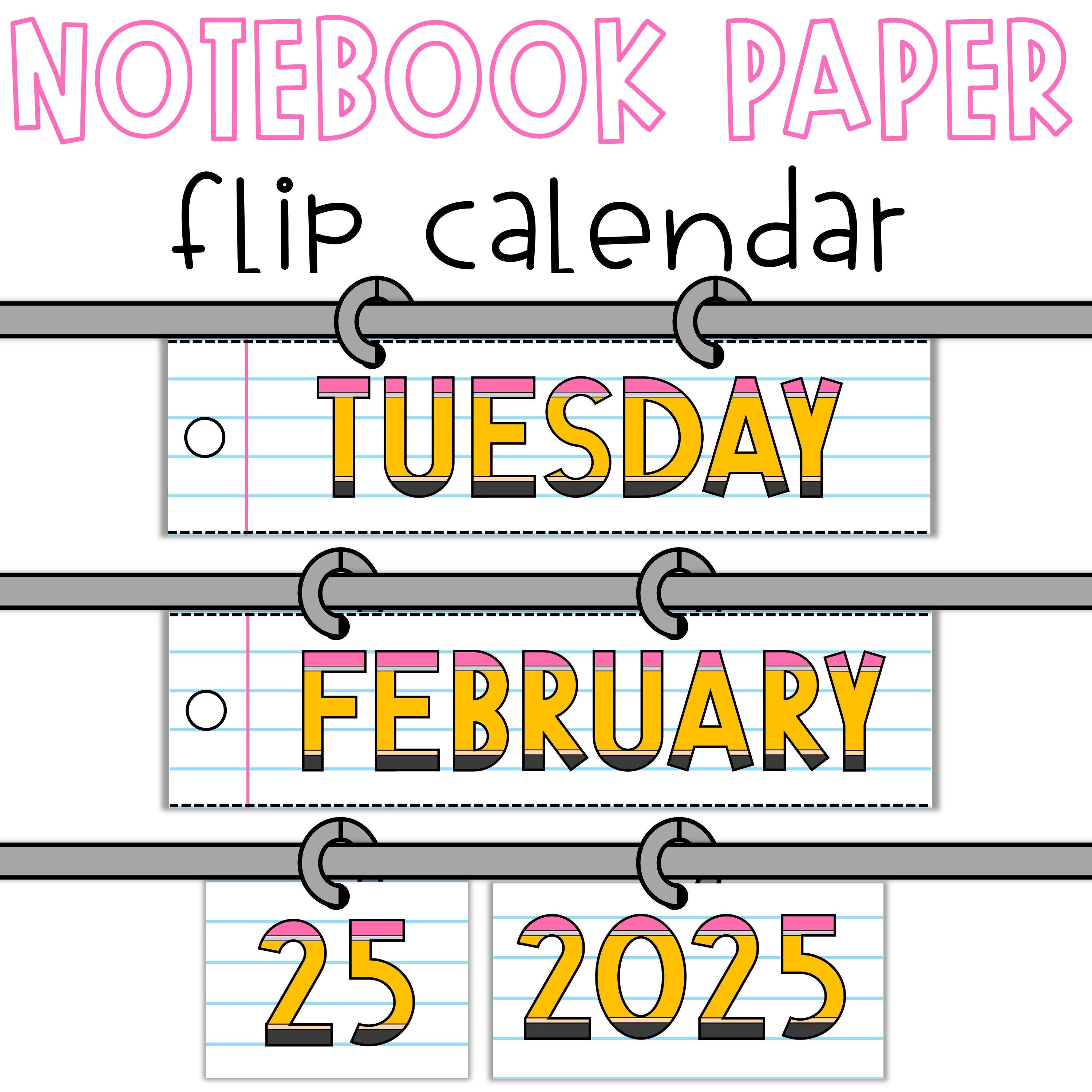 Pencil Flip Calendar | Classroom Flip Calendar | Composition Notebook ...