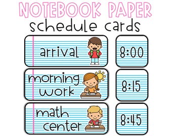 Class Schedule Cards With Pictures | Composition Notebook Classroom ...