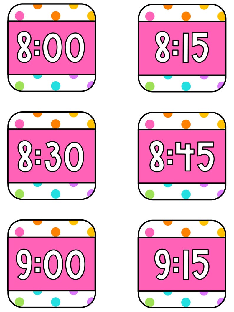 Class Schedule Cards With Pictures | Rainbow Dots Classroom Decor - Etsy